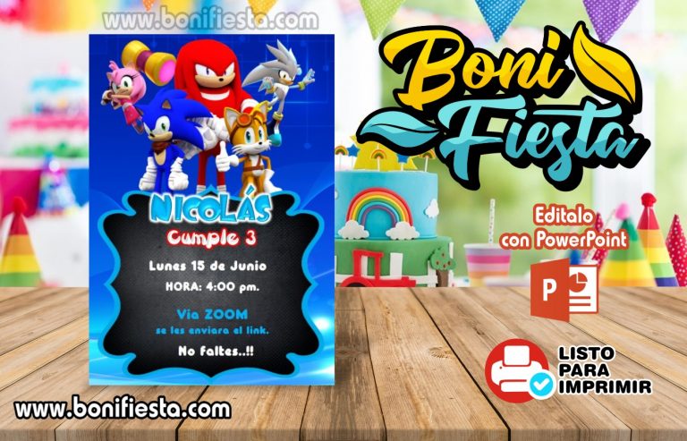 Invitación para Sonic – Boni Fiesta
