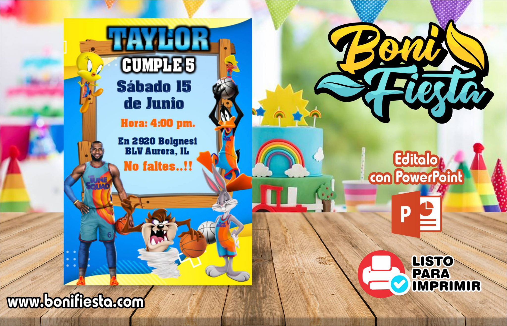 Invitación de Space Jam – Boni Fiesta